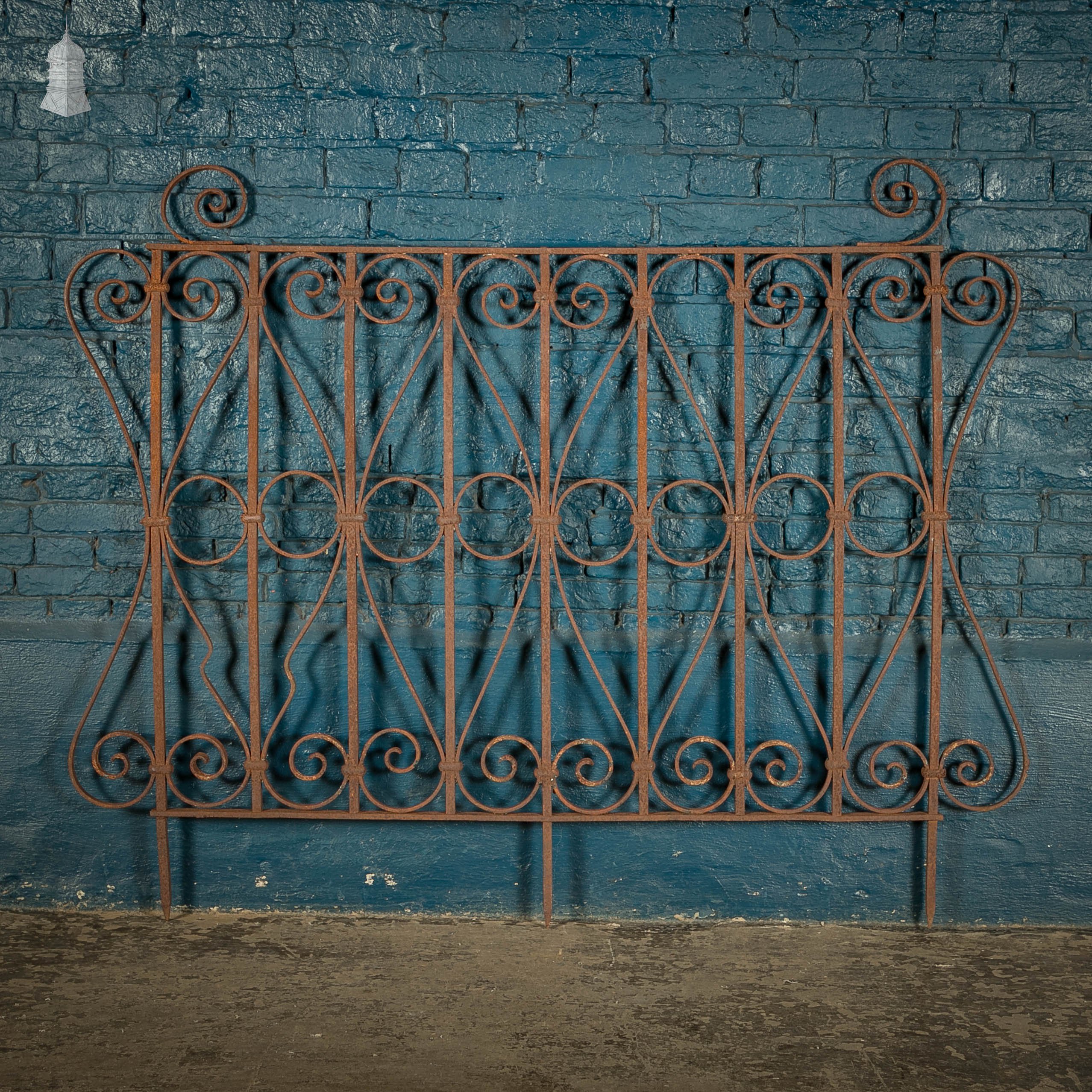 Wall Top Railing, Wrought Iron Scroll Design Panel | Norfolk Reclamation