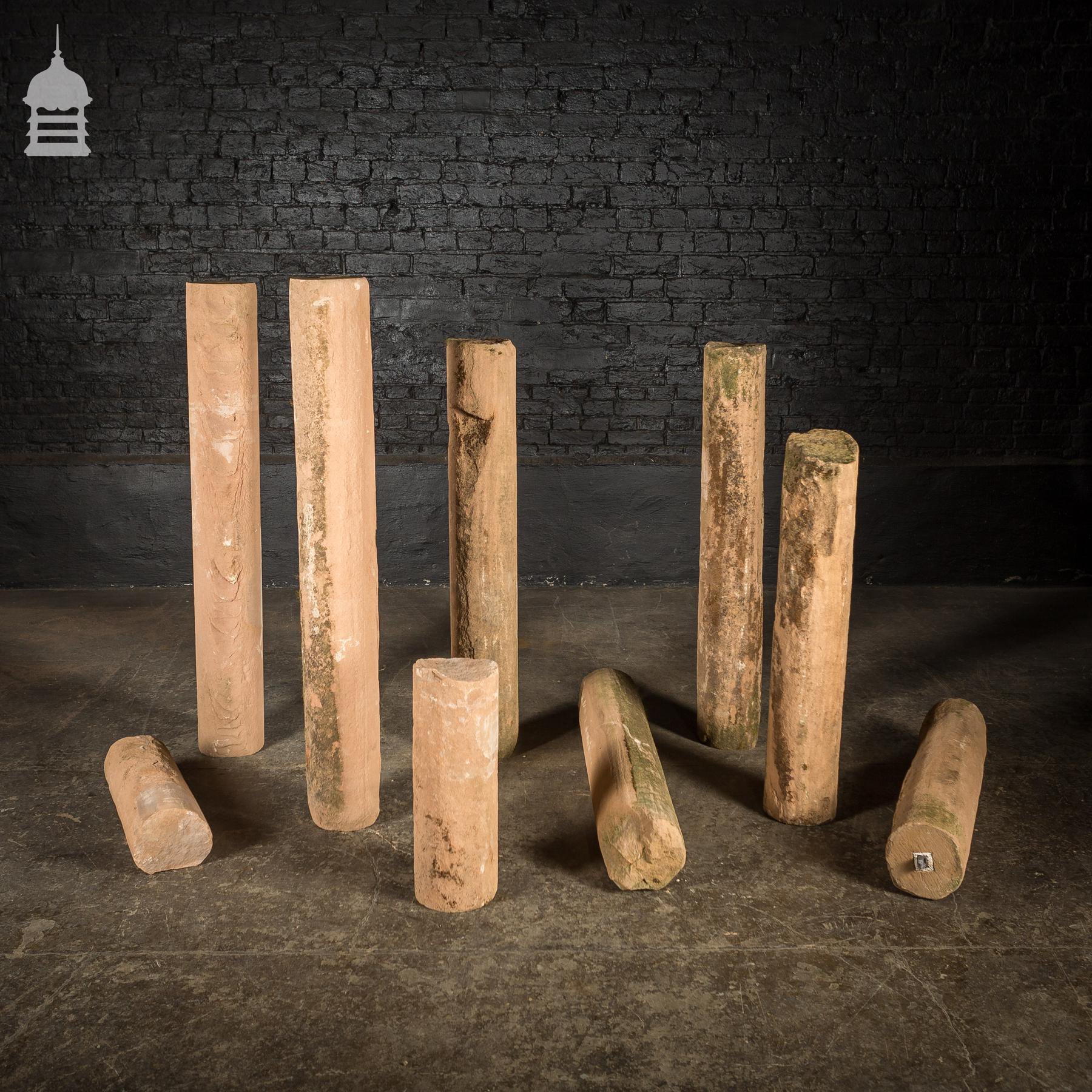 Batch of 9 19th C Cylindrical Sandstone Solid Pillars Columns | Norfolk ...