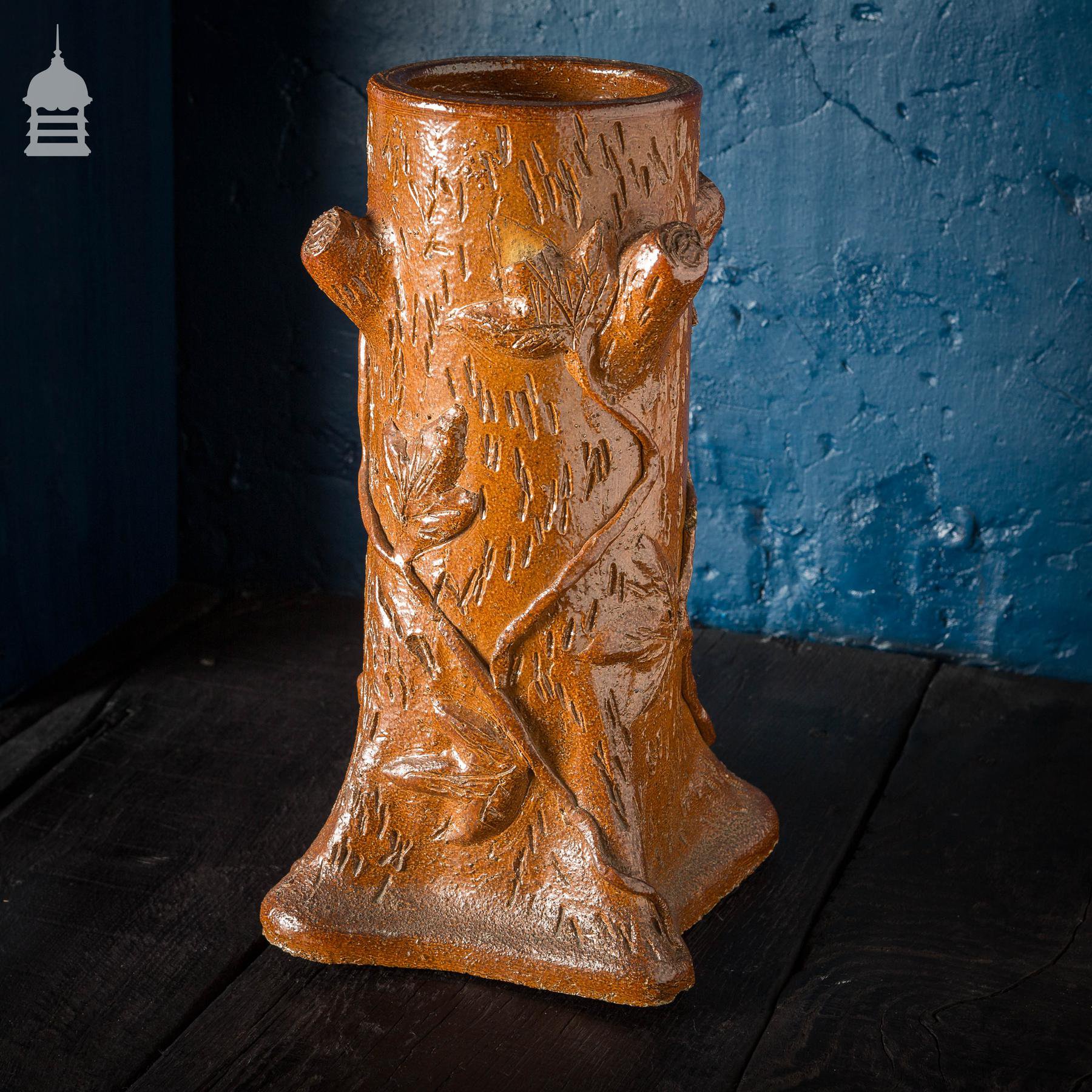 19th C Salt Glaze Grottoware Tree Stump Vase | Norfolk Reclamation