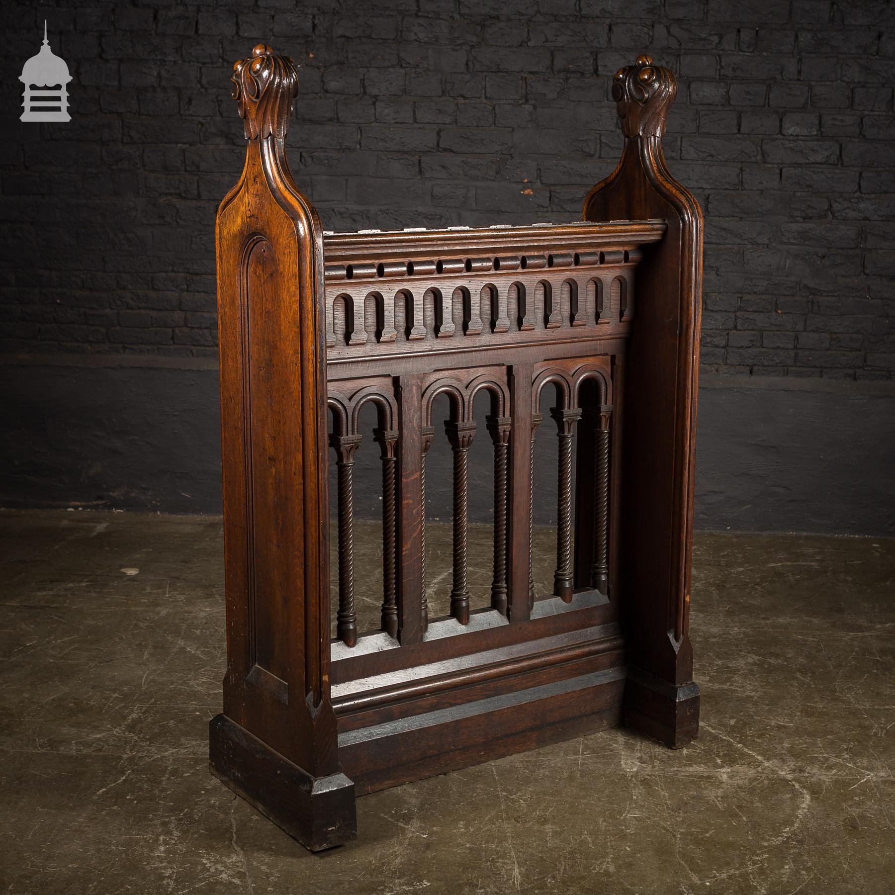 19th C Carved Oak Prayer Stand Lectern with Finials | Norfolk Reclamation