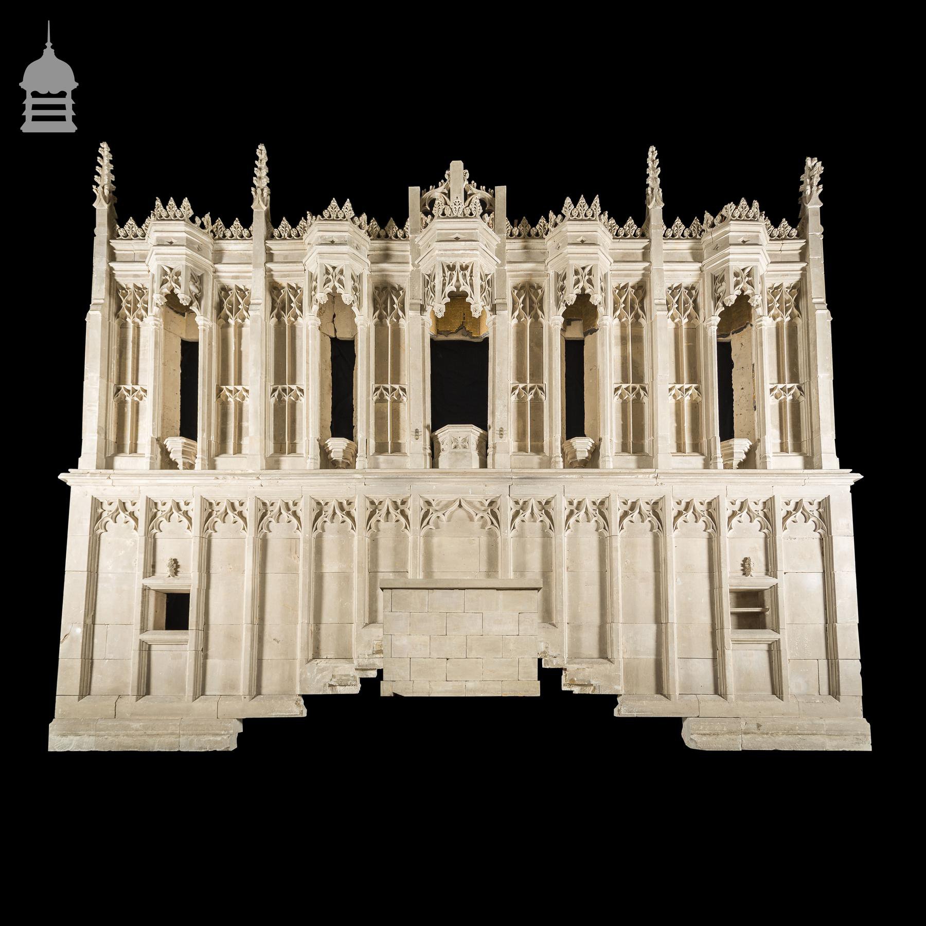 19th C Large Scale Gothic Church Reredos Built from Beer Stone 24ft x ...