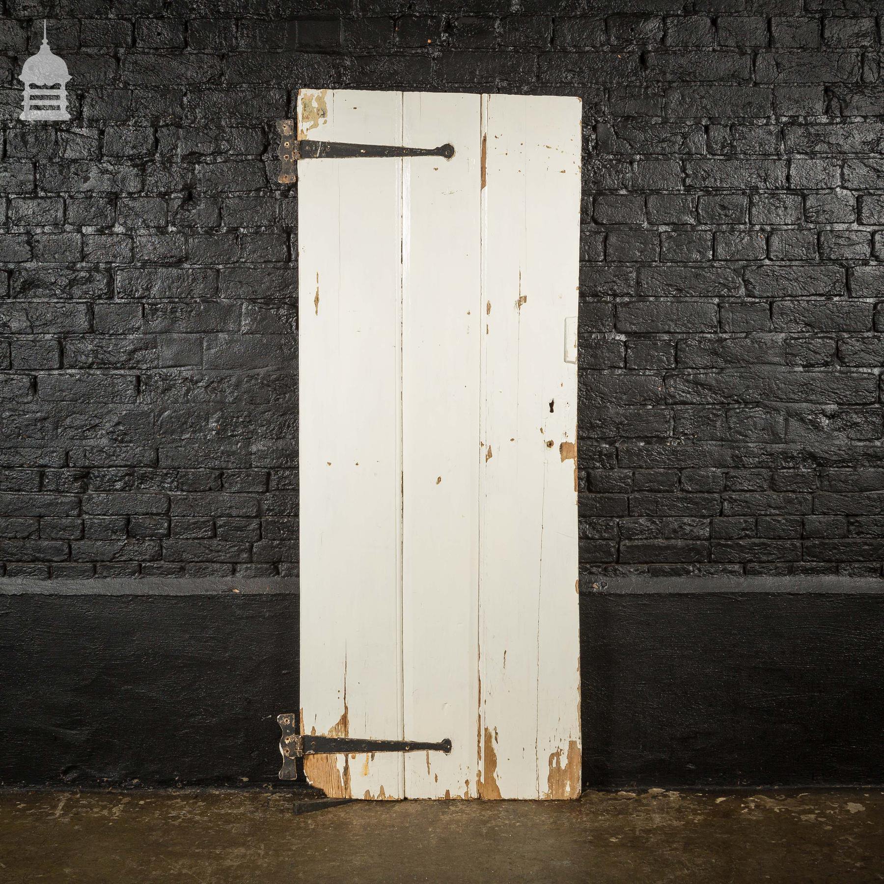 Georgian White Painted Pine Internal Ledged and Braced Internal Cottage ...